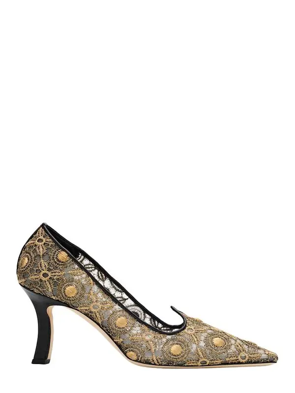 Manolo Blahnik Euridi Lace Pointed-toe Stiletto Pumps - Gold