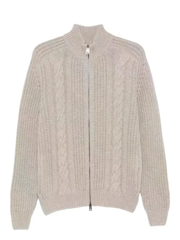 Tagliatore Cable-knit Zip-up Cardigan - Neutrals