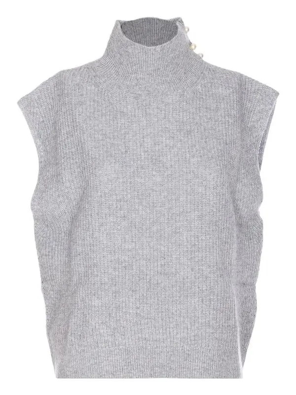 Liu Jo Knitted Vest With Pearl Details - Grey