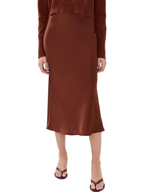 Sablyn Miranda Silk Skirt - Mahogany