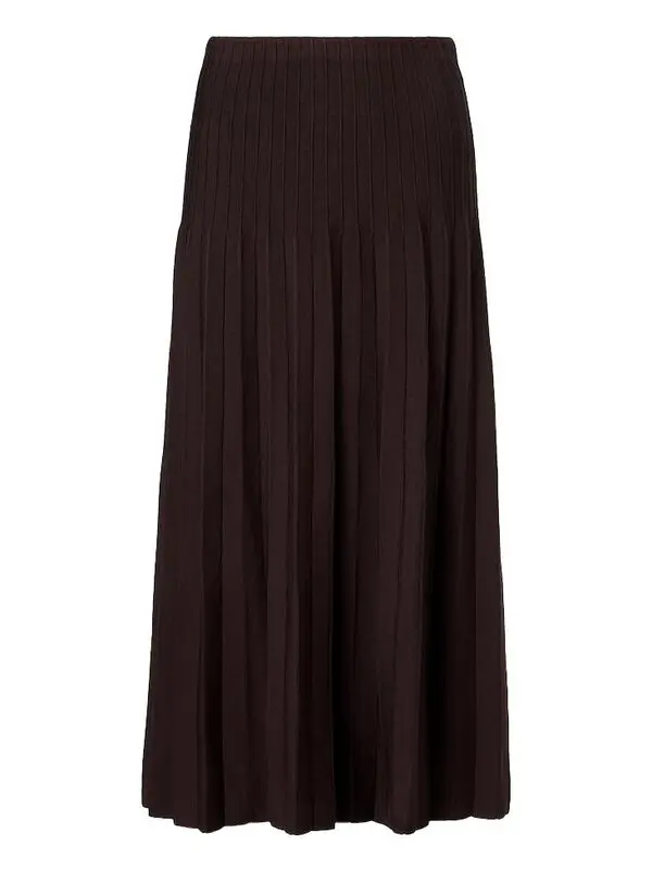 Staud Lena Pleated Midi Skirt - Brown