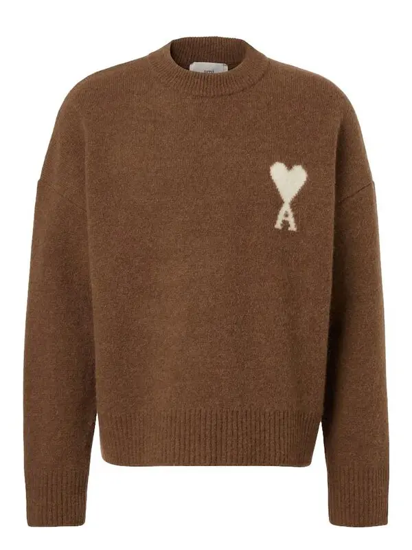 Ami Alpaca And Wool-blend Sweater - Brown
