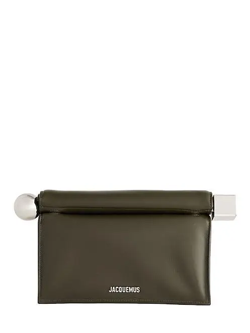 Jacquemus La Pochette Rond Carre Leather Clutch - Dark Khaki
