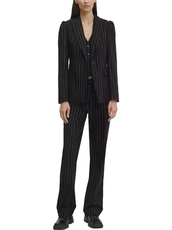 BRUUNS BAZAAR Pinstripe Long-sleeve Blazer - Black