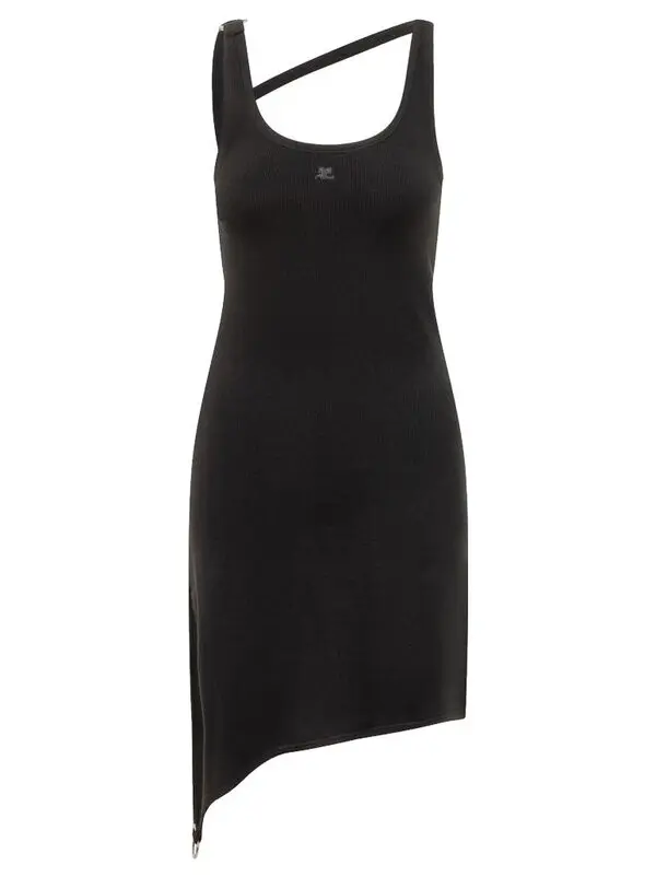 COURREGES Asymmetrical Knit Dress - Black