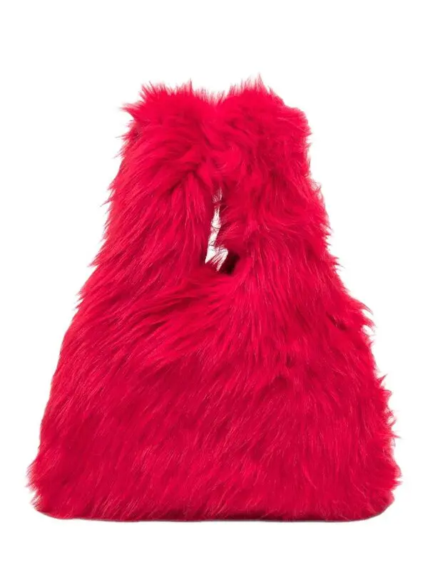 MSGM Faux Fur Bag With Knot Handle - Red