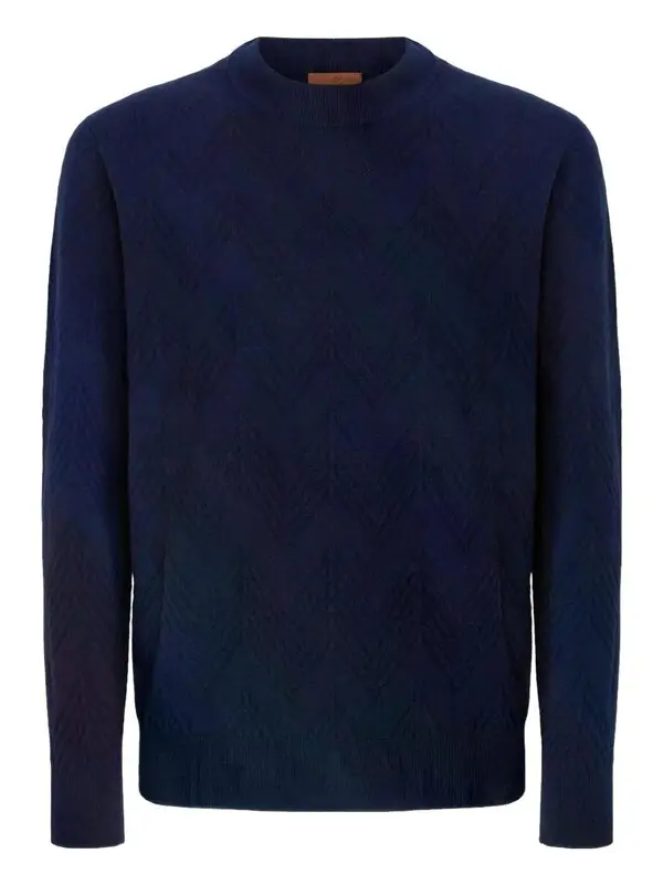 Missoni Herringbone-pattern Crew-neck Sweater - Blue