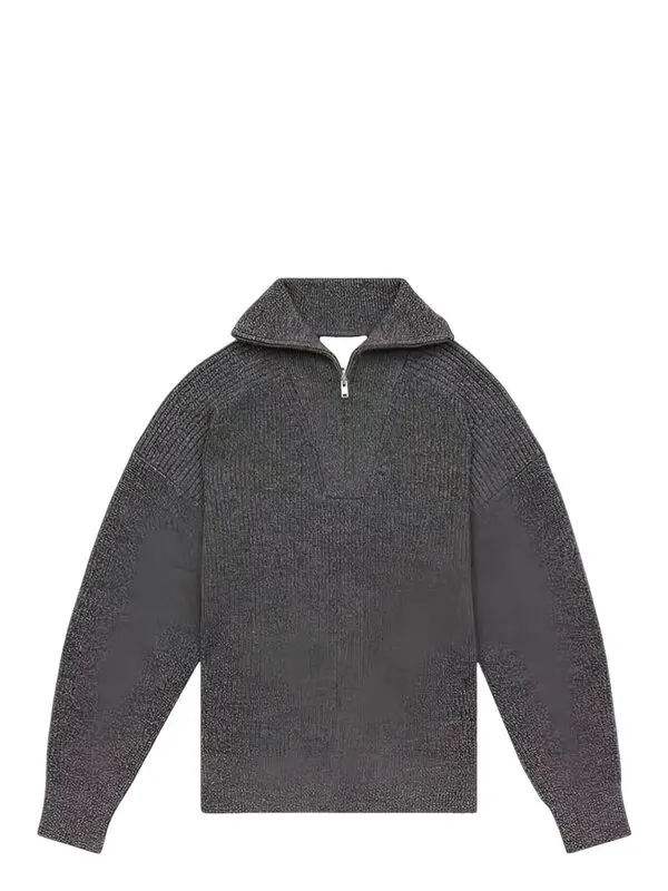 MARANT Ribbed Zip-neck Sweater - Grey