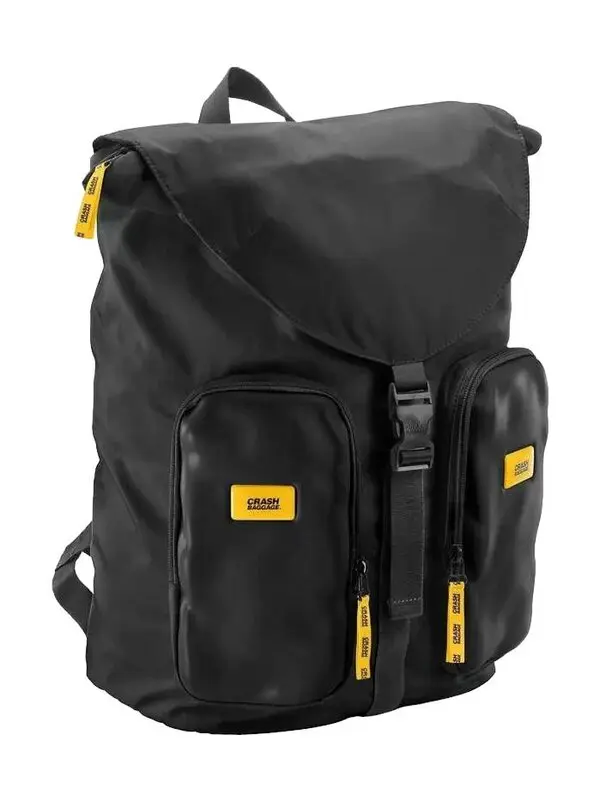 CRASH BAGGAGE Quilted Flap Backpack - Black