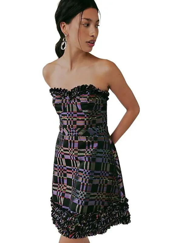 Anna Sui Strapless Mini Party Dress - Plum