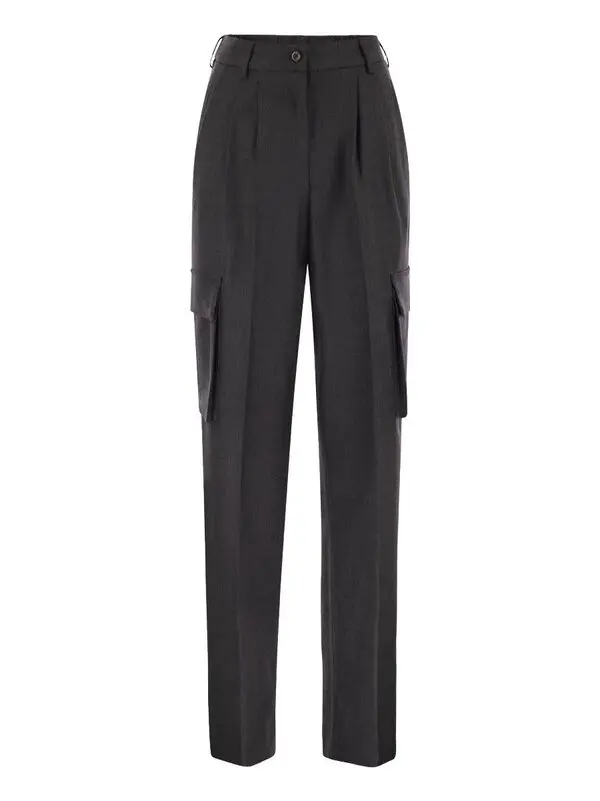Herno Wool And Viscose Blend Cargo Trousers - Grey