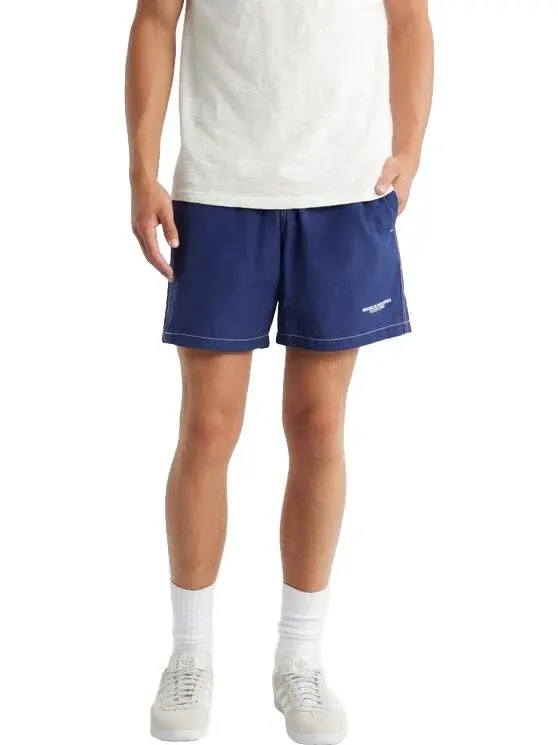 Brooklyn Industries Elastic Waist Cotton-nylon Shorts - Medieval Blue