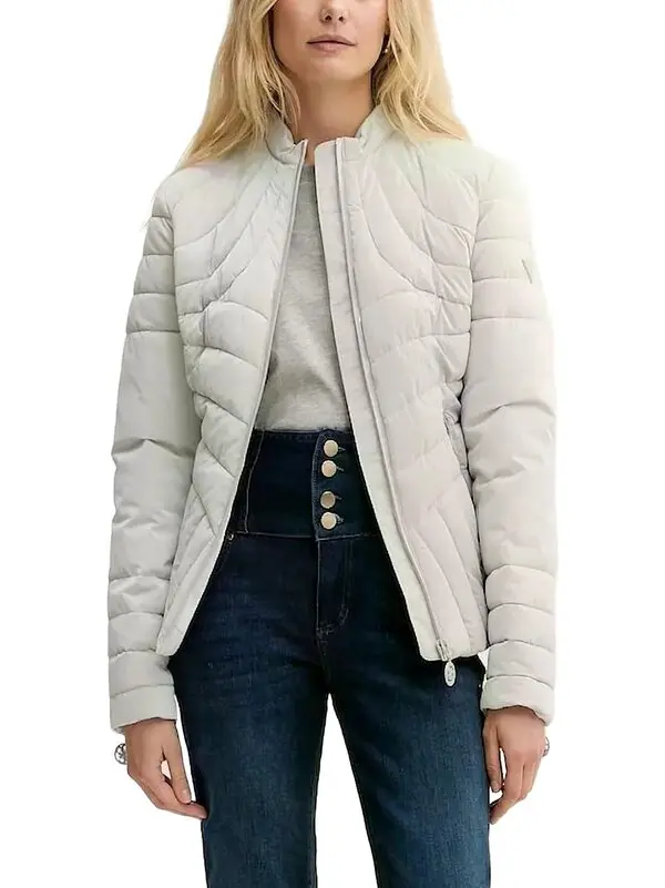 Guess Triangle-logo Quilted Jacket - White