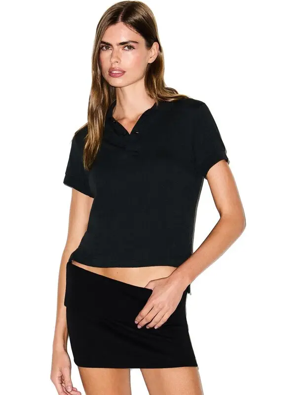 SKIMS Worn In Jersey Polo Baby Tee - Onyx