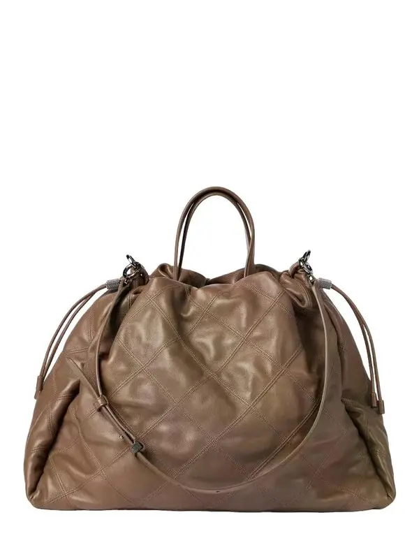 Brunello Cucinelli Large Quilted Tote Bag - Brown