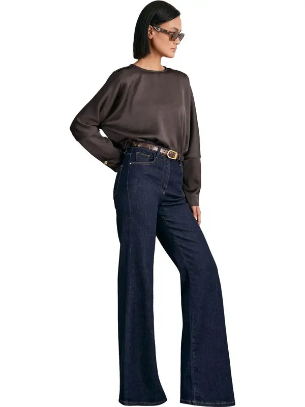 REISS Natalia Satin Button-back Top - Mauve