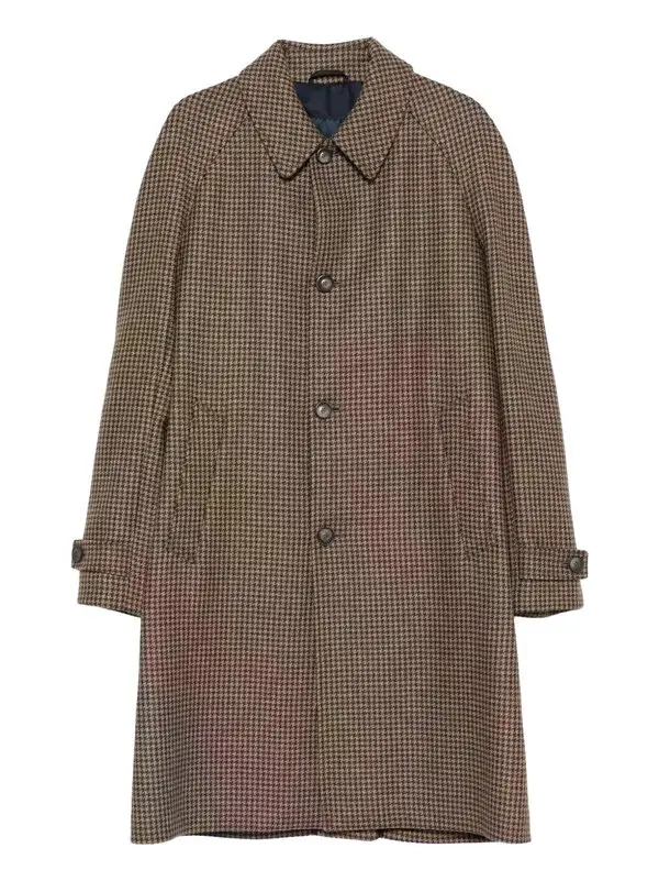 Herno Houndstooth Button Coat - Brown