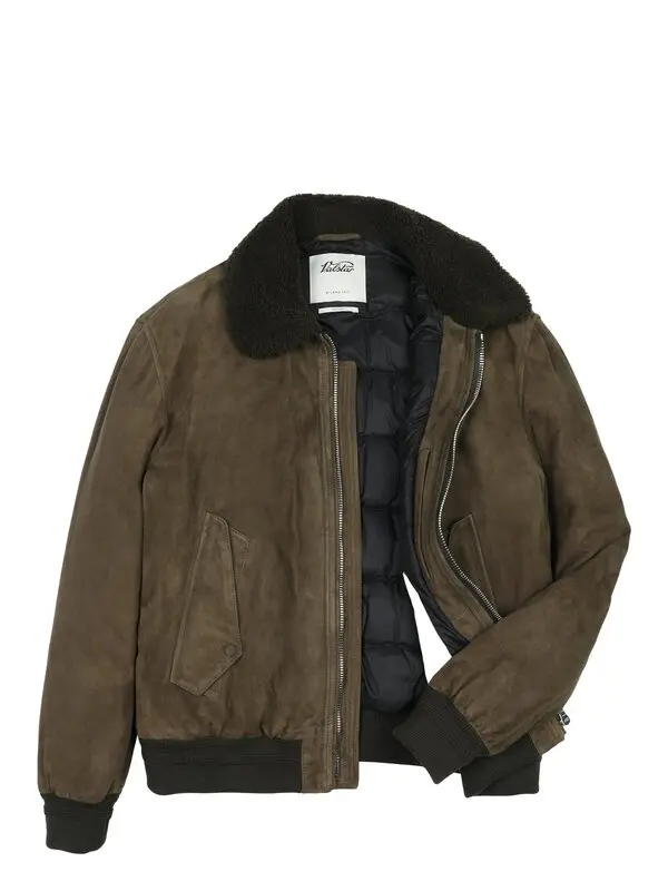 VALSTAR Suede Down-padded Aviator Jacket - Brown