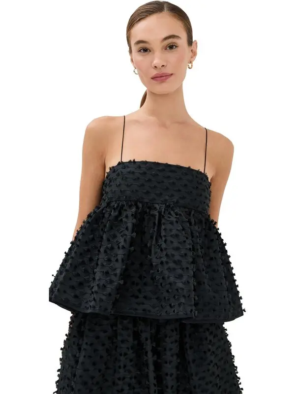 Cecilie Bahnsen Babette Tasseled Top - Black