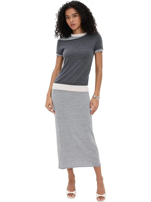 Staud Lyric Midi Dress - Heather Grey Multi