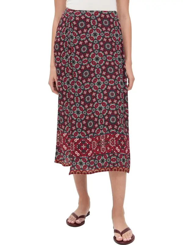 Xirena Yana Printed Crepe Skirt - Merlot Tile