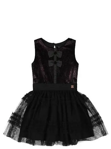 DEUX PAR DEUX Sleeveless Bi-material Velour And Mesh Dress - Black