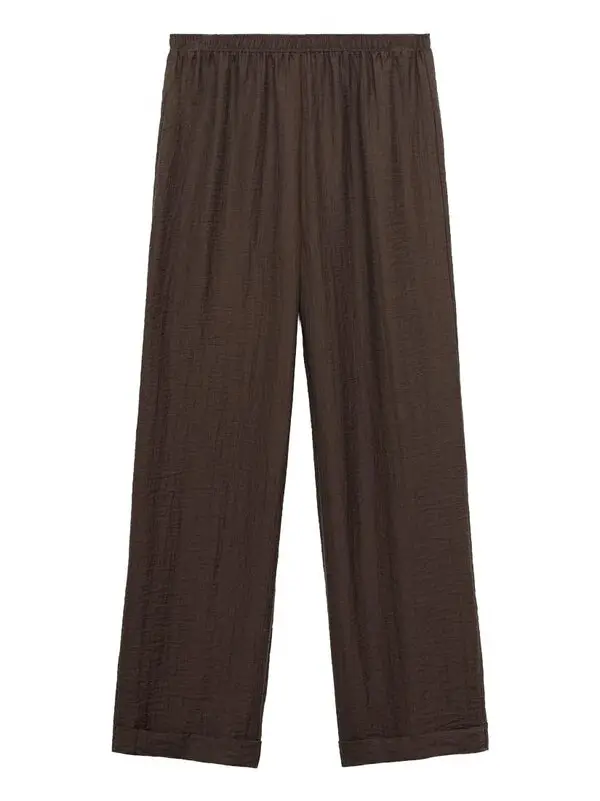 Mango Elastic Waist Lyocell-blend Straight-leg Pants - Chocolate