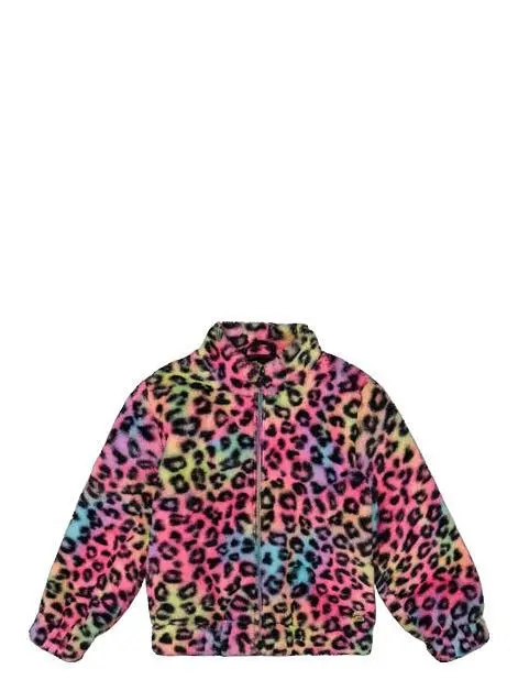 DEUX PAR DEUX Faux Fur Leopard Print Jacket - Black And Multicolor