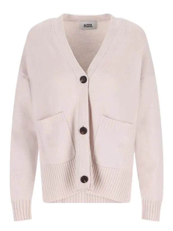 Alpha Studio Signature Pattern Cardigan - Putty