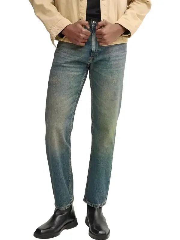 Hugo Boss Faded-effect Straight Leg Jeans - Blue