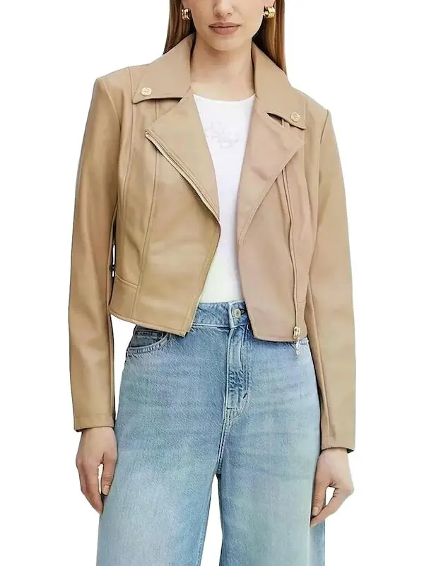 Guess Long-sleeve Biker Jacket - Neutrals