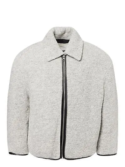 JW Anderson Contrast-trim Relaxed-fit Knitted Wool-blend Jacket - Light Grey Melange