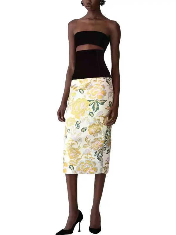 Carolina Herrera Floral-jacquard Midi Dress - Neutrals