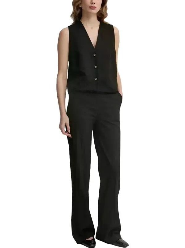 IVY OAK Button-front Fringed Top - Black