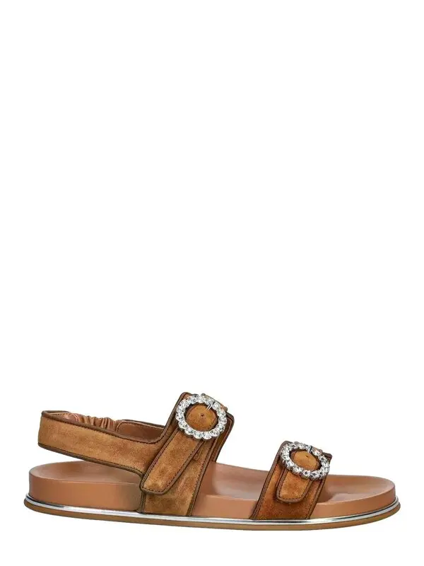 BALDININI Buckle-embellished Suede Sandals - Brown
