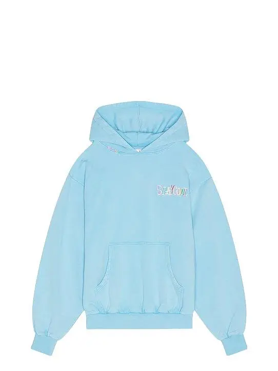STAY COOL Tribal Acid Wash Hoodie - Light Denim