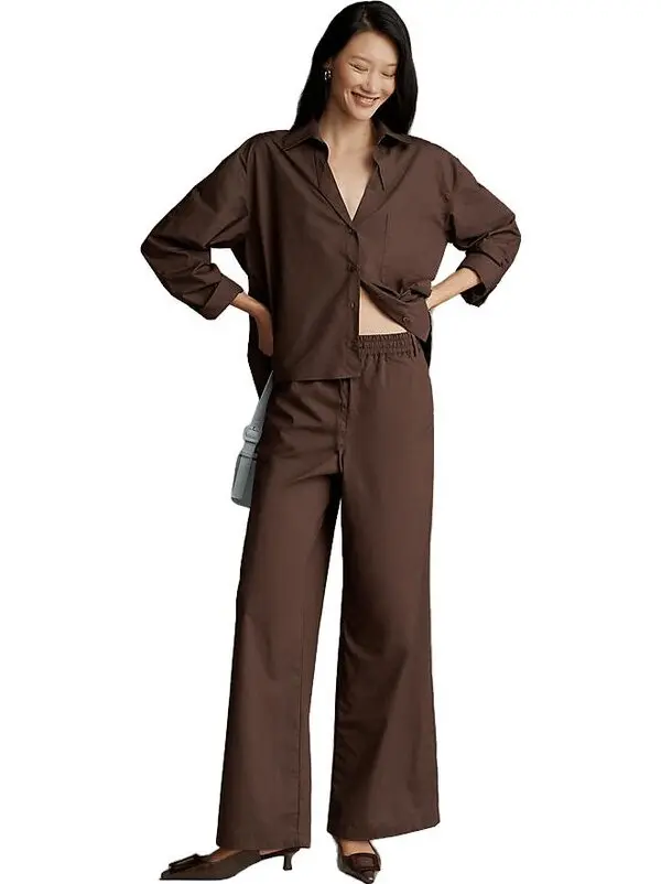 Maeve Brooklin Poplin Tie-front Pull-on Pants - Powdered Cococa
