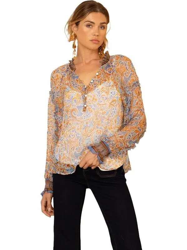 Hale Bob Linda Silk Top - Blue