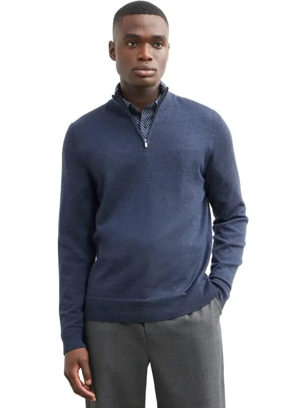 Nordstrom Quarter Zip Merino Wool Sweater - Navy Iris Heather
