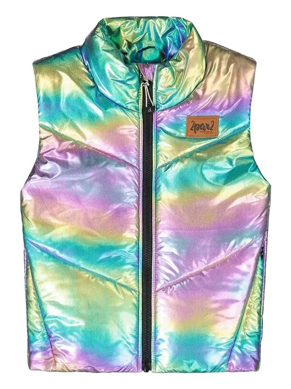DEUX PAR DEUX Quilted Metallic Sleeveless Vest - Multicolored