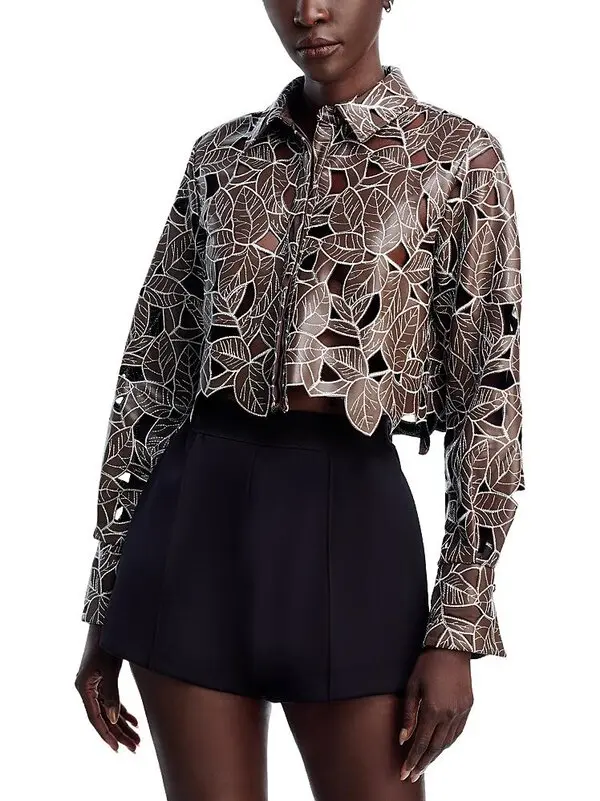 TOCCIN Beatrix Button-front Top - Espresso/ivory