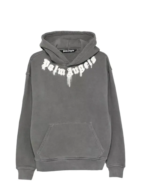 Palm Angels Logo-print Hoodie - Grey