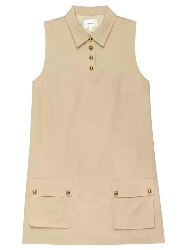 FRAME Pocket-detail Collared Shirt Dress - Neutrals