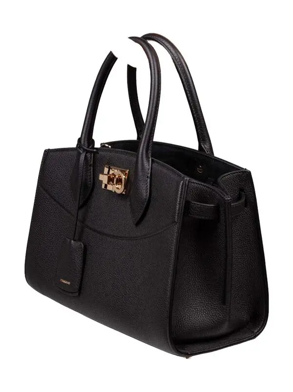 FERRAGAMO Hammered Leather Handbag - Black