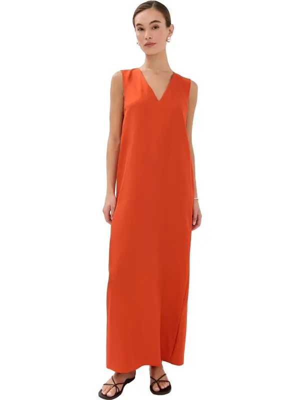 RÓHE V-neck Silk Maxi Dress - Burnt Orange