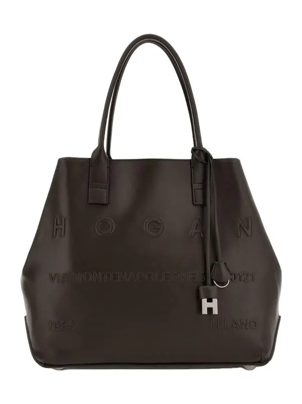 Hogan Script Medium Leather Tote Bag - Brown