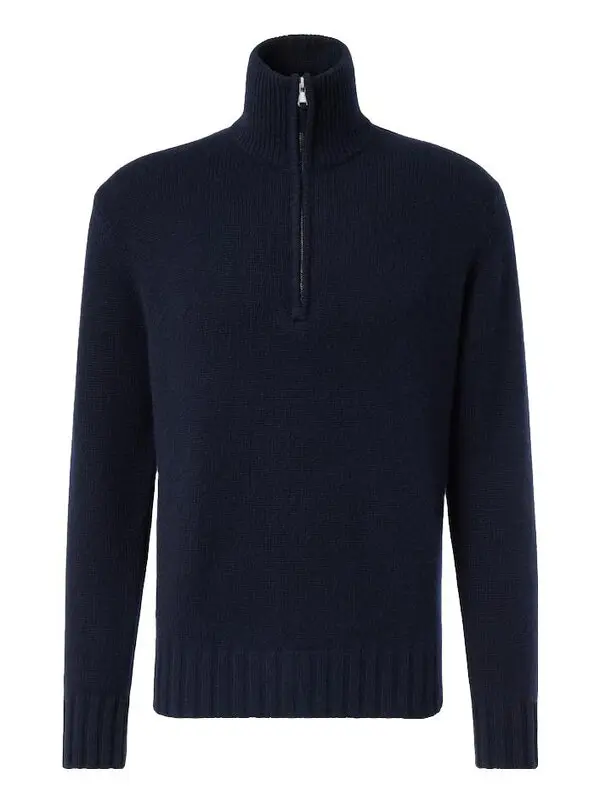 ALLUDE Cashmere Half-zip Sweater - Blue