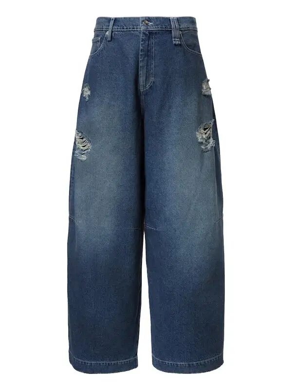 Simone Rocha Distressed Wide-leg Jeans - Blue