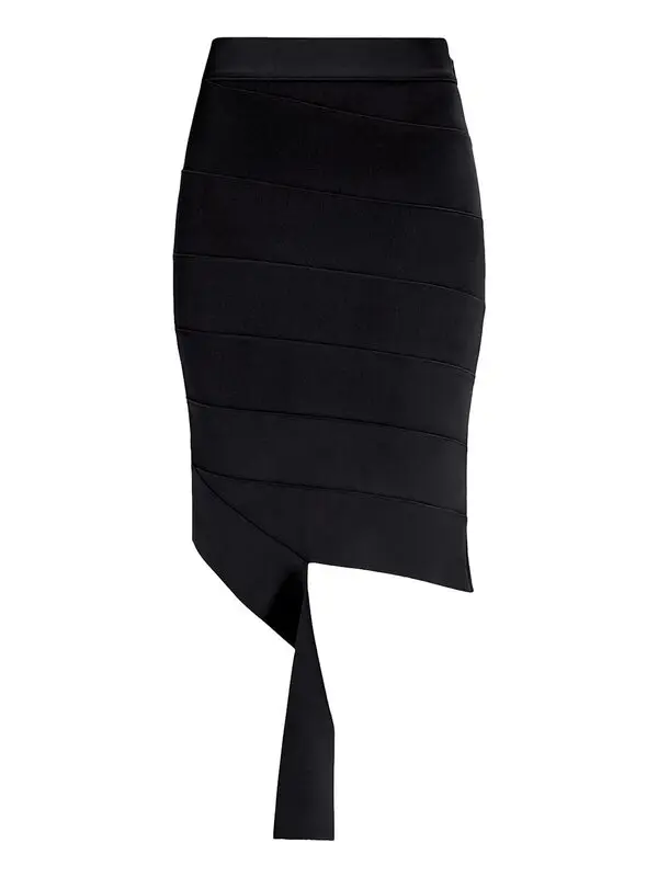 Herve Leger Alma Draped Bodycon Skirt - Black