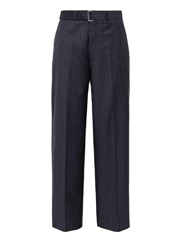 Officine Générale Nash Wide-leg Pinstriped Virgin Wool-twill Suit Trousers - Blue